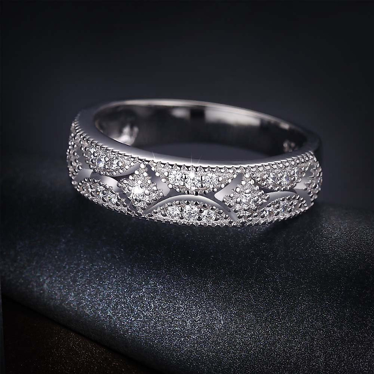 ANGG Women Wedding Promise Rings For Her Engagement Bands CZ 925 Sterling Silver