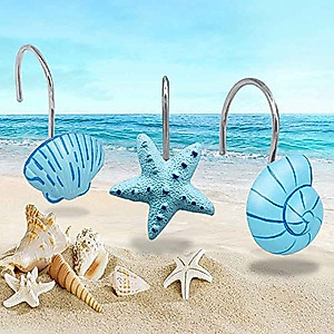 WaoDoing Shower Curtain Hooks Rings, Stainless Steel Rustproof Decorative Bathroom Curtain Hooks, Easy to Install and Sturdy Shower Hooks for Bathroom Decor, Set of 12