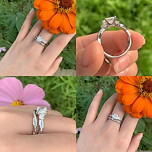 Wuziwen 1 Carat Wedding Infinity Band Bridal Ring Sets Princess AAAAA CZ Sterling Silver Size 6