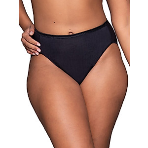 Vanity Fair Women's Illumination Hi Cut Panties, Silky Stretch & Satin Trim, 3 Pack-Midnight Black, 8