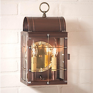 Irvin's Country Tinware Toll House Wall Lantern in Antique Copper 15 Inches