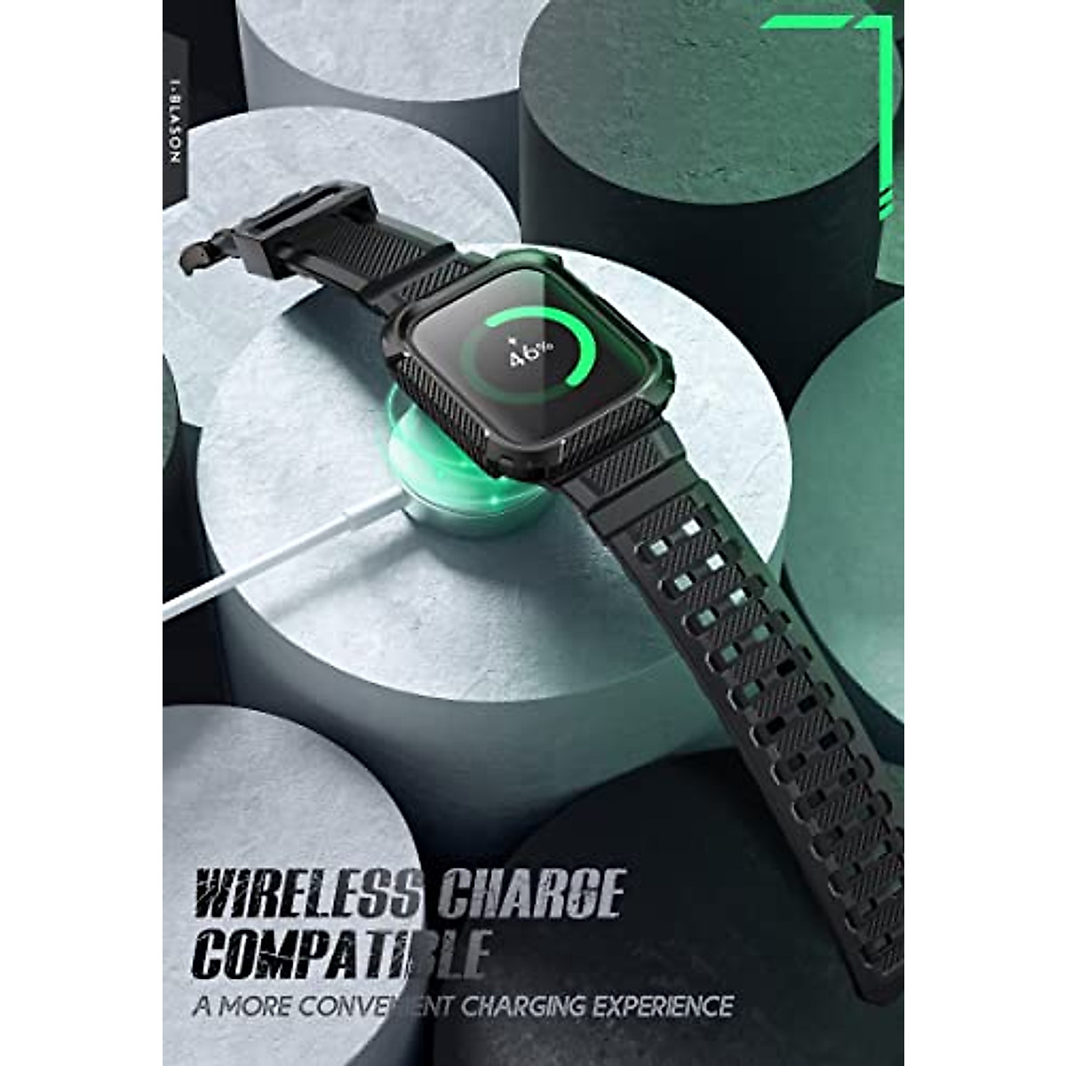 i-Blason Armorbox Compatible with Apple Watch Band [45mm] for Apple Watch Series 9/8/7, Rugged TPU Watch Band with 2-Pack Bumper Cases [Built-in Tempered Glass Screen Protector] (Black, 45mm)