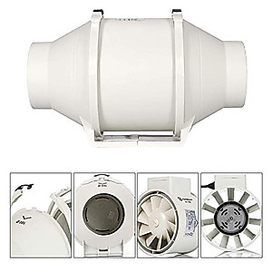 Hon&Guan P4 Quiet 4 Inch Inline Duct Fan, Upgrade Motor & Low Noise Ventilation Exhaust Fan for Heating Cooling Booster, Grow Tents, Hydroponics