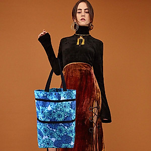 VILLCASE Foldable Dolly Folding Shopping Cart Stair Climber Cart Foldable Compact Grocery Collapsible Trolley Bags Reusable Shopping Bags Grocery Bags Shopping Trolley Blue Flowering Shopping Tote