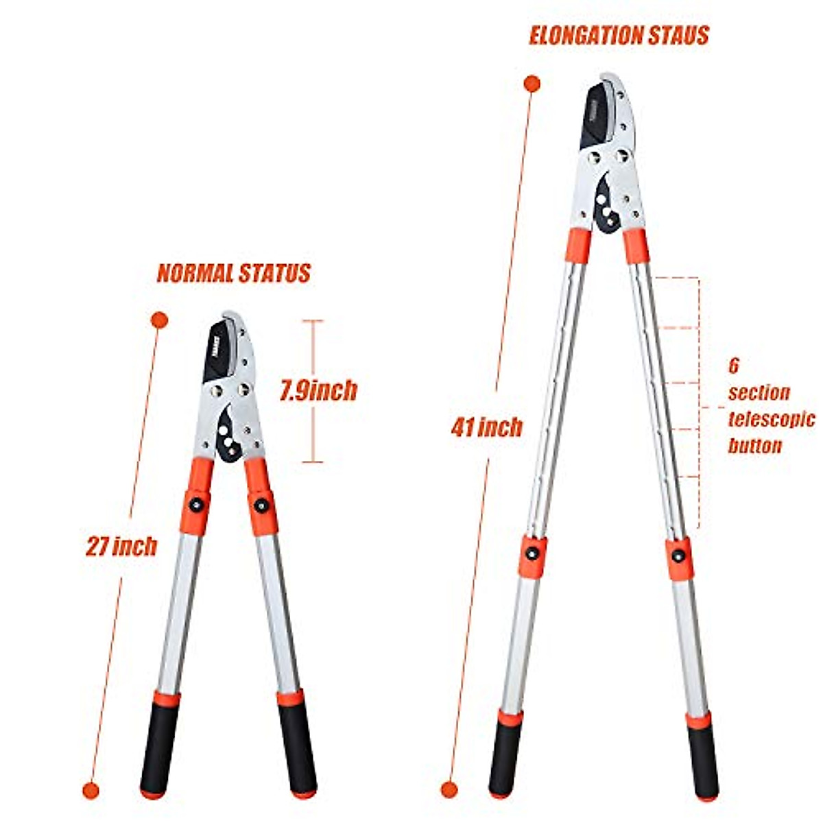 THANOS A1101 Extendable Anvil Loppers Tree Trimmer with Compound Action,Chops Thick Branch Ease,28-40'' Telescopic Heavy Duty Branch Cutter,2 inch Clean Cut Capacity.
