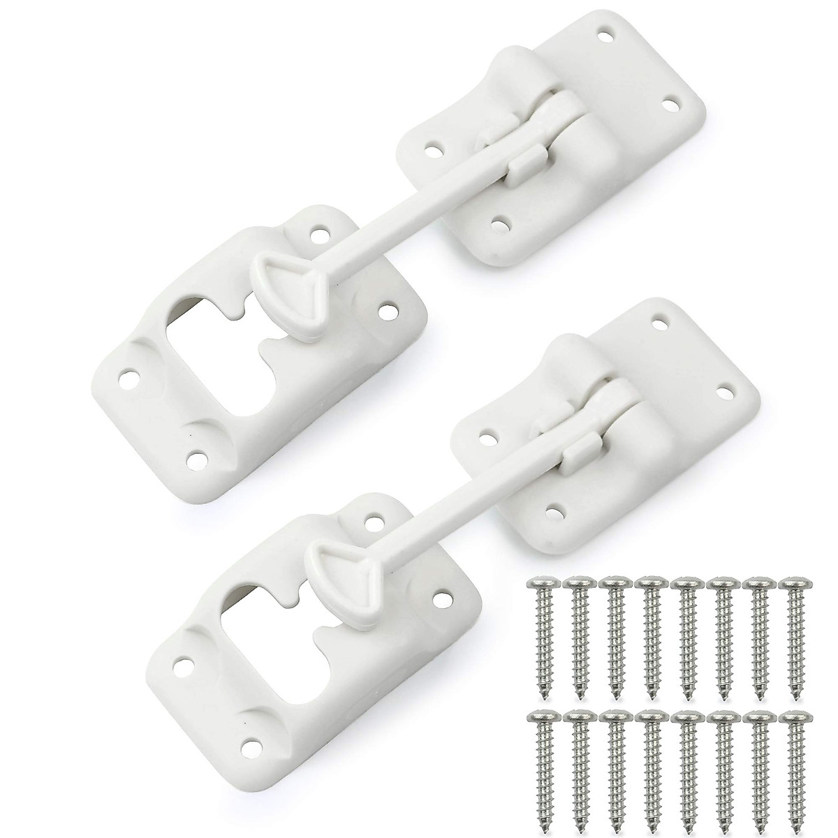 Leisure Coachworks 2-Pack White RV T-Style Door Holder Catch 4" 2 Pack for Latch Holder Camper Trailer Cargo Hatch (White, 4" 2-Pack)