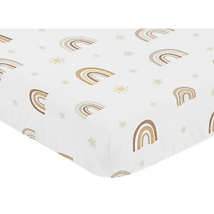 Sweet Jojo Designs Neutral Boho Rainbow Girl Boy Unisex Fitted Crib Sheet Baby or Toddler Bed Nursery - Mustard Yellow Pumpkin Orange Bohemian Sunshine Modern Vintage Beige Gold Taupe Tan