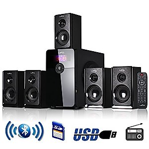 beFree Sound 5.1 Channel Surround Sound Bluetooth Speaker System in Black