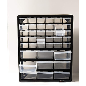 Homak Parts Organizer, Black, 39 Drawers
