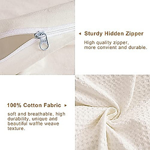 MADELUO 100% Cotton Duvet Cover Queen, Waffle Weave White Duvet Cover Set, Soft Breathable Luxury Comforter Cover Bedding Set with 4 Corner Ties & Zipper Closure (White, Queen(90"x 90"))