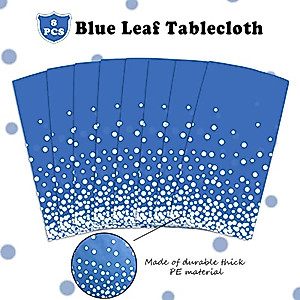 54" x 108" 8 Pack Navy Blue and Silver Tablecloth, Silver Navy Blue Table Cover, Plastic Confetti Tablecovers Rectangle Tables, Birthday Wedding Anniversary Party Supplies (8)