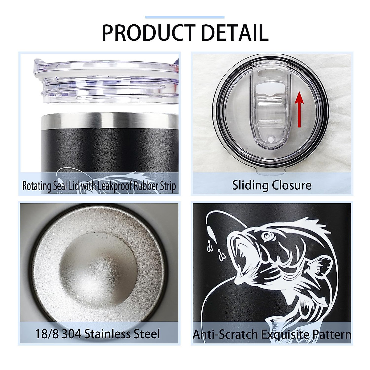 BBsoft Fishing Gifts for Men 40 OZ Tumbler Cup Fathers Day Birthday Christmas Dad Gifts Fishing Coffee Mug with Handle