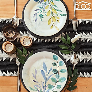 Bico Botanical Valley Ceramic Salad Plates, 8.75 inch, Set of 4, for Salad, Appetizer, Microwave & Dishwasher Safe
