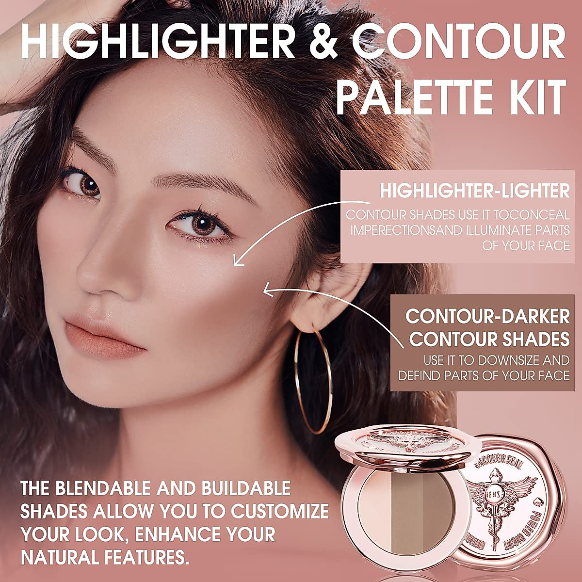 HEXZE Contour Powder Palette Face Sculpting Shading Powders Matte Highlighter Brightening Sleek Pigment Hydrating Bronzer