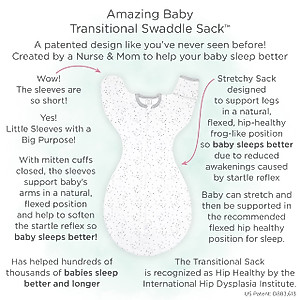 Amazing Baby Transitional Swaddle Sack with Arms Up Half-Length Sleeves and Mitten Cuffs, Tiny Elephants, Pink, Medium, 3-6 months, 14-21 lbs (Better Sleep for Baby Girls, Easy Swaddle Transition)