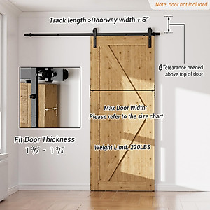 CCJH Barn Door Hardware Kit 4FT Sliding Track Heavy Duty for Single Max 24'' Wide Door Panel
