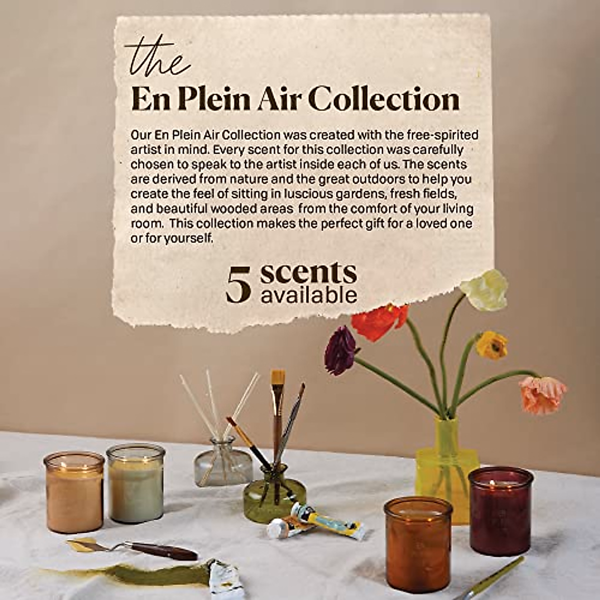 Paddywax Firefly Candle Co. En Plein Air Scented Candles with Soy Wax Blend and Reusable Glass Jar for Home Fragrance and Aromatherapy Ideal for Gifting - 10 Ounce, Amber Woods