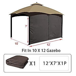 Gazebo Universal Replacement Privacy Curtains - Gafrem 10' x 12' Canopy Side Wall Privacy Panel with Zipper, 1 Panel Sidewall ONLY (Brown)