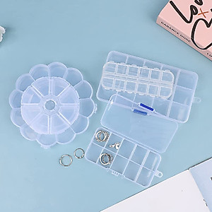 VoVbay Clear Plastic Organizer Box Storage Container Jewelry Box with Adjustable Dividers for Beads Art DIY Crafts Jewelry Fishing Tackles Organizer Beads Storage Boxes