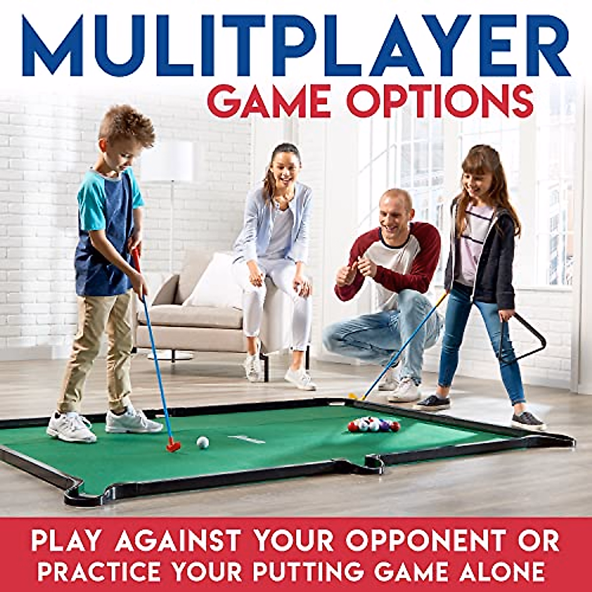 Franklin Sports Billiards Mini Putt Golf - Mini Golf + Pool Combo Game - Fun Indoor + Outdoor Family Game for Kids + Adults - Solo + Multiplayer Game