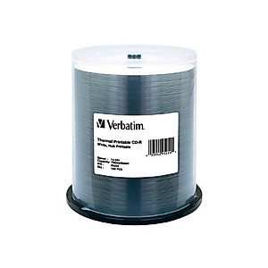 Verbatim 95254 100 x CD-R ( 80min ) 52x - white - thermal transfer printable surface, printable inner hub - spindle