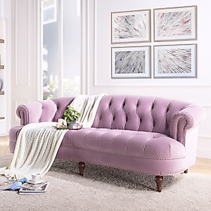 Jennifer Taylor Home Sofa Ariana Victorian Chesterfield Tufted, Lavender Velvet