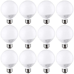 TORCHSTAR 12-Pack G25 LED Globe Bulb, Vanity Globe Light Bulbs for Bathroom Mirror, Dimmable 450LM, UL & Energy Star Listed, 6W Equivalent 40W, E26 Base Round Frosted Decorative Bulb, 5000K Daylight