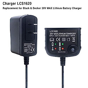 Elefly LCS1620 20V Lithium Battery Charger Compatible with Black & Decker 20V Lithium Battery LBXR20 LBX20 LB20 LBXR20-OPE LBX4020 LB2X4020 LBXR2020-OPE