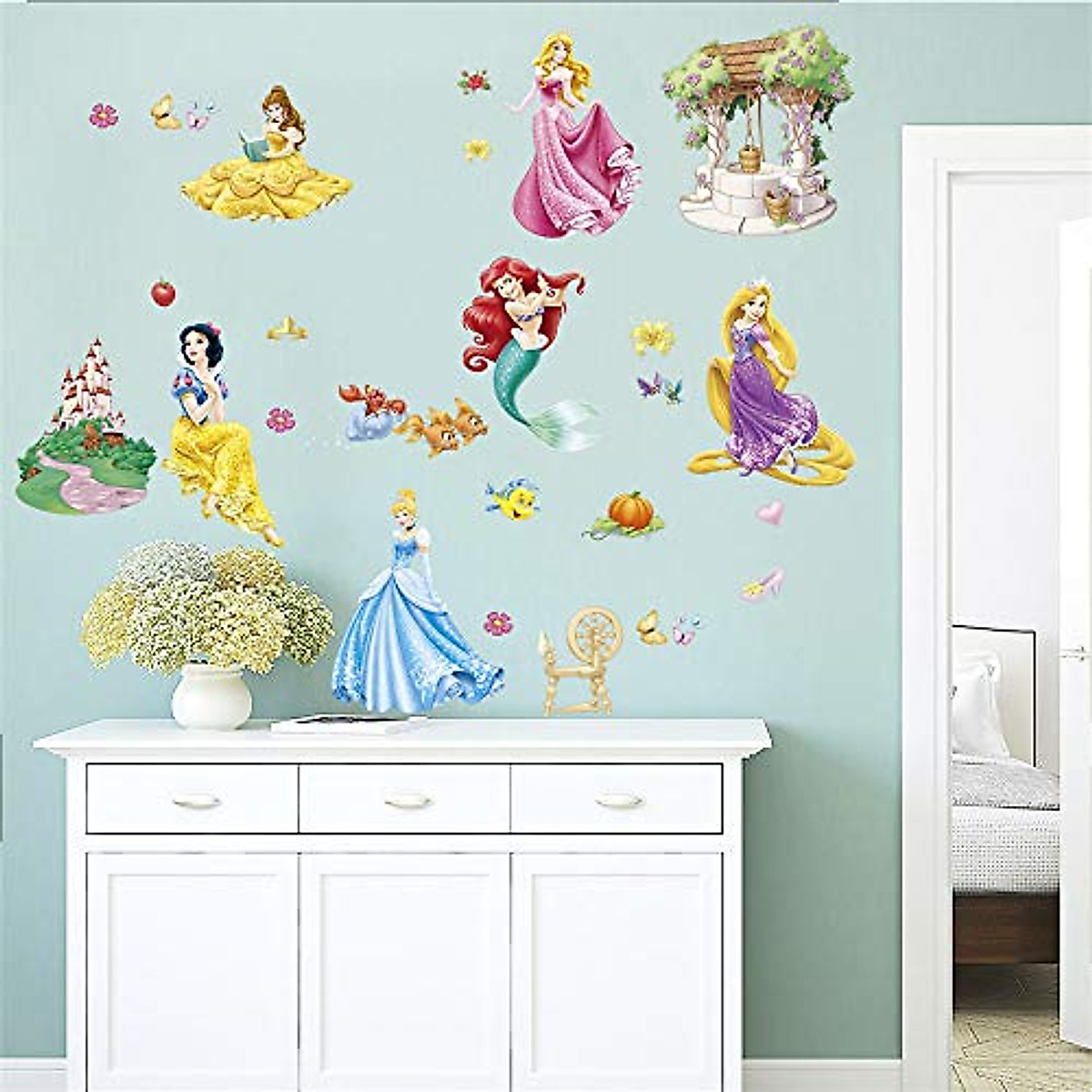 ufengke Princess Mermaid Wall Stickers Castle Wall Decals Art Decor for Bedroom DIY