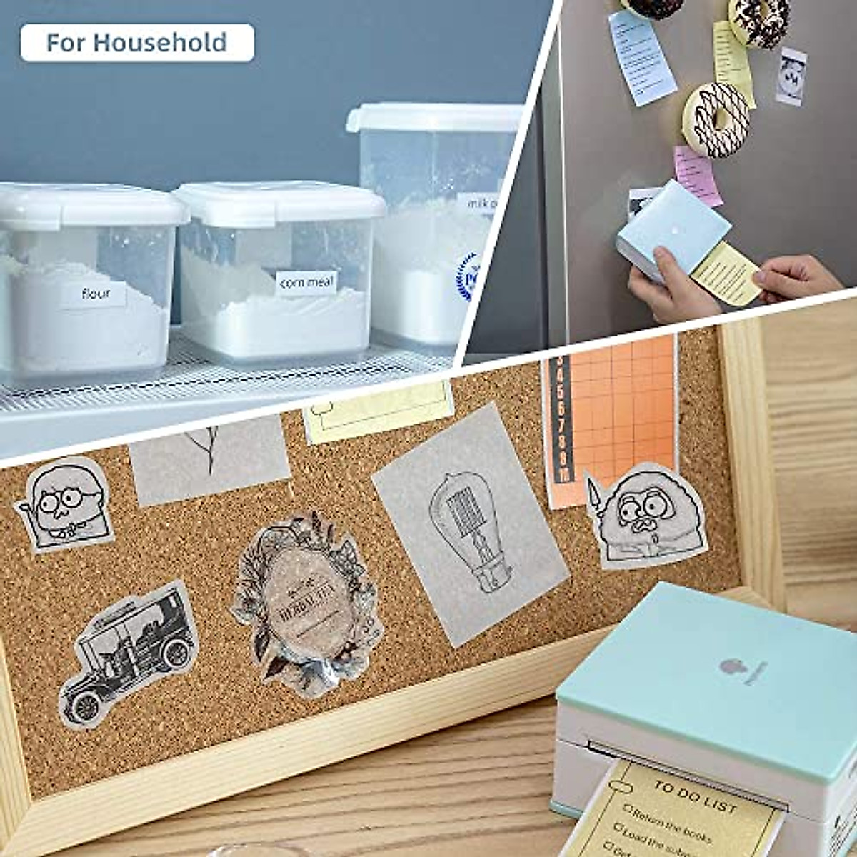 Phomemo Sticker Printer - M02 Mini Photo Printer, Bluetooth Portable Thermal Instant Sticker Maker, for iOS + Android, for Photo, Learning, Journal, Study Note, Christmas, Good Gift (Ice Cream Green)