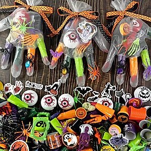 SQZUWIT 280Pcs Halloween Party Favors, 12 Pack Gloves Stuffed Toys Bulk Assortment for Kids, Teens Halloween Goodie Treat Bags Fillers, Pinatas Stuffers, Classroom Prizes, Treasure Box Toys
