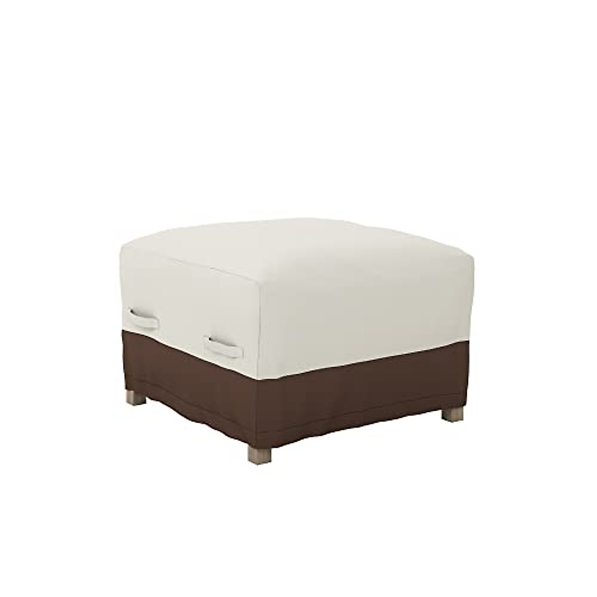 Amazon Basics Ottoman Outdoor Patio Furniture Cover, Medium, Beige / Tan, 25.5" D x 25.5" W x 13" H