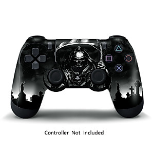 GameXcel Skins Compatible with PS4 Controller - Stickers Compatible with Playstation Dualshock 4 - Decals Cover Skin Accessories Compatible with PS4 Slim Controllers - Reaper Black