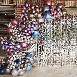 Chrome Balloon Arch Garland Kit for Disco Party Decorations,148Pcs Metallic Hot Pink Red Blue Gold Silver Disco Ball Balloons for 80s 90s Birthday Galaxy Graduation Prom New Year Party Decor