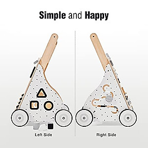 Asweets Wooden Baby Walker Push and Pull Learning Activity Walker for Boys and Girls Sit to Stand Learning Walker Toddler Toy (Natural)