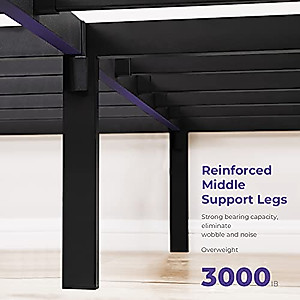 GreenForest Queen Bed Frame Quick Lock Heavy Duty Metal Platform Bed Mattress Foundation, No Box Spring Needed, Black