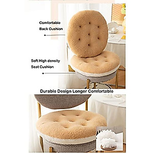 unlockgift Sherppa Round Chair Cushion 16 inch, Office Sedentary Butt Pillow, Decorative Seat Cushion for Rocking Chair,Couch,Bedroom,Car,Cream White