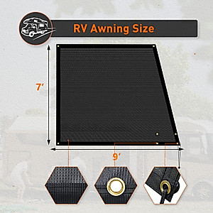MIKKUPPA 7x9' RV Awning Side Shade Screen - Black Mesh RV Awning Sun Shade Screen with Complete Kits for Camper Trailer UV Sun Blocker