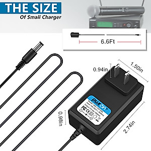 PwrON Compatible AC Adapter 12V Replacement for Shure SLX4 PGX4 BLX4 BLX88 BLX4R GLXD6 UABiasT PG4 PGX4 PGXD4 SLX4L P2T FP33 Wireless Receivers Power Supply Cord