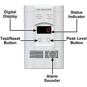 Kidde Carbon Monoxide Detector, Propane, Natural, Methane, & Explosive Gas Alarm, Plug-In Wall with 9-Volt Battery Backup, Digital LED Display