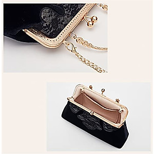 ZLXDP Women's Handbag Velvet Embroidery Handbag Women's Retro Side Sling Bag (Color : E, Size : 1)