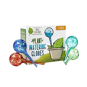 LGL Plant Watering Globes - 2 Pieces. Decorative Self Watering Planter Inserts Made From Hand-Blown Durable Glass. Keep your Outdoors and Indoor Plants Healthy. Ideal Plant Lover Gift (2pk Small)
