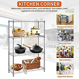 BLKMTY 4-Tier Storage Shelves Wire Rack Metal Shelving Unit, Freestanding Shelf Adjustable Metal Shelves for Storage Rack Kitchen Pantry Closet Laundry Bathroom, 36" L x 14" W x 54" H, Chrome