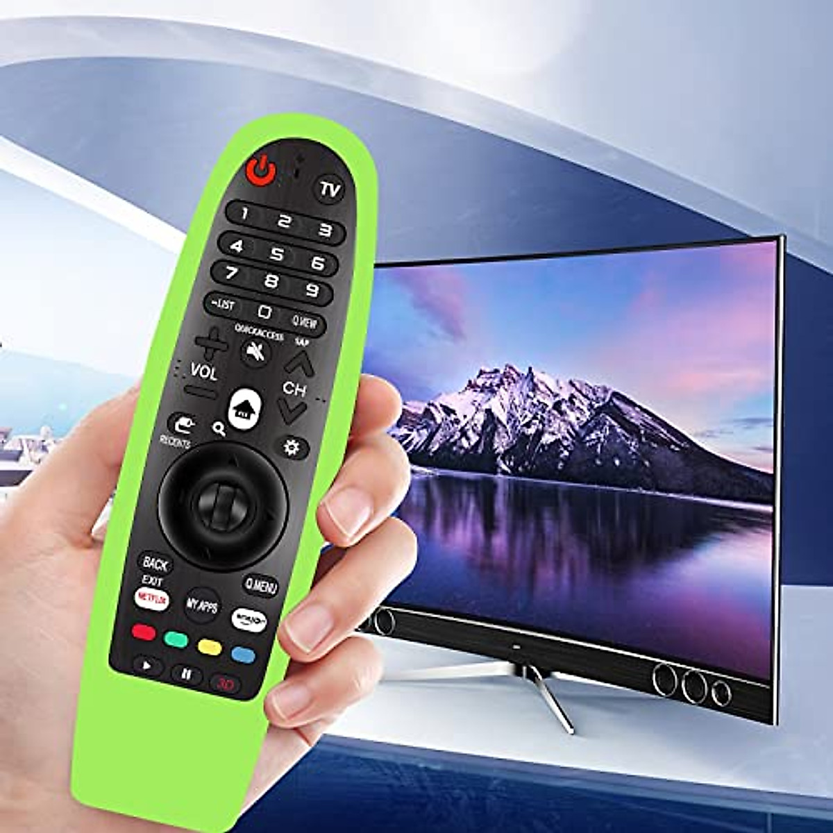 Rnnokate Universal Remote Control for LG Smart TV, Compatible with All Models for LG TV (Luminous Silicone Protective Case and 2 AA Batteries for AN-MR650A Remote Control (Universal with Green Shell)
