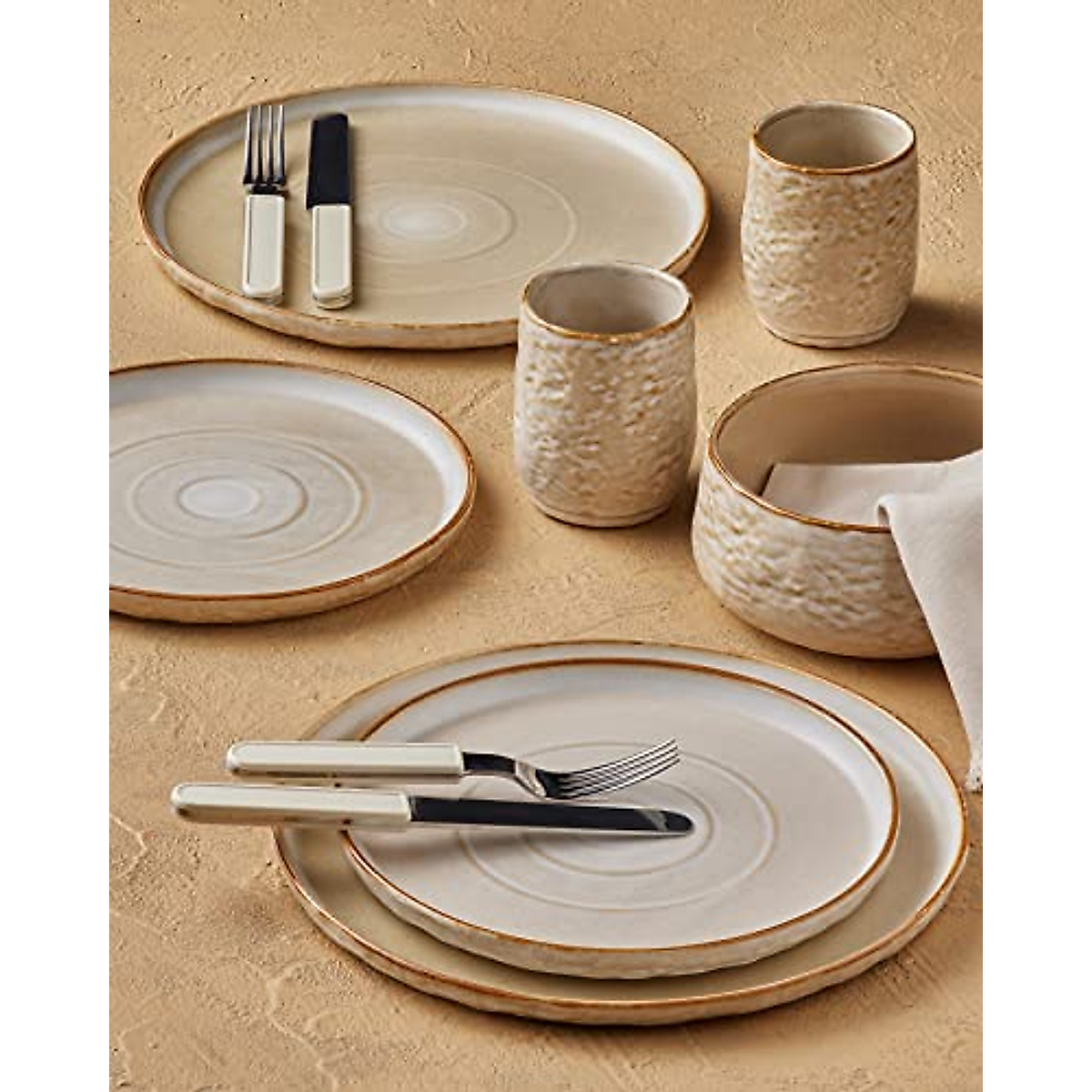 Stone by Mercer Project SHOSAI Stoneware 16-Piece Dinnerware Set, Sand