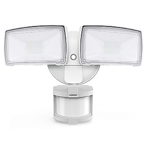 LEPOWER LED Motion Sensor Security Lights Outdoor, 30W 3200LM, 5500K, IP65 Waterproof, 2 Head Motion Detector Flood Light for Garage, Yard, Porch (NOT Solar Powered)