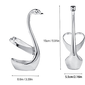 Swan Shaped Stainless Steel Spoon Holder Fork Spoon Stand Holder Kitchen Coffee Utensils Tableware Set for Home Business Wedding Gift Hotel(Heart-shaped)