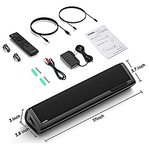 Saiyin Sound Bars for TV, with Bluetooth,Optical, AUX Inputs, 17-Inch Small Speakers with Visual Volume Adjustment & Wall Mountable