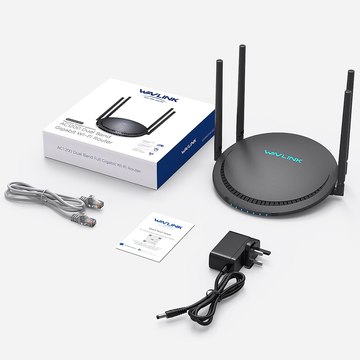 WiFi Router AC1200, WAVLINK Smart Router Dual Band 5Ghz+2.4Ghz, Full 4 Gigabit Ethernet Ports, USB 3.0 Port, Wireless Internet Routers for Home, Gaming