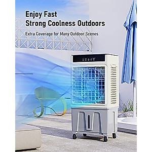 35’’ Portable Air Conditioner 3-IN-1 Evaporative Cooler, 30Ft Remote, 3 Speeds, 2800 CFM, 100 Degree Swing, 1050 sq. ft. coverage, 24H Timer, 6.8 Gallon Tank, 4 Ice Packs for Garage Patio Outdoor